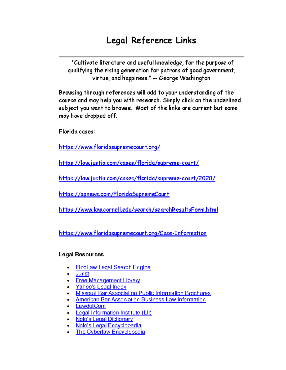 PBSC Website Examples - Legal Reference Links "Cultivate literature and ...