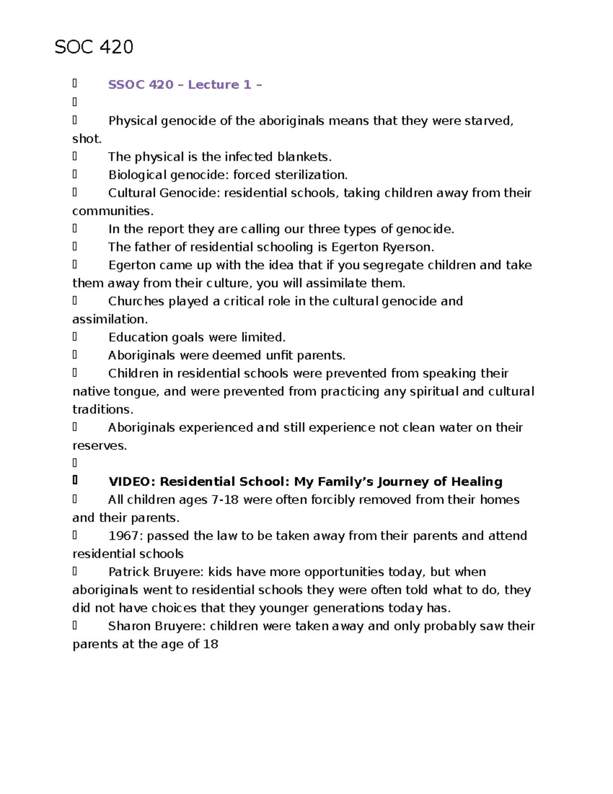 Social Class In Changing Times Lecture Notes 1 SOC 420 SSOC 420