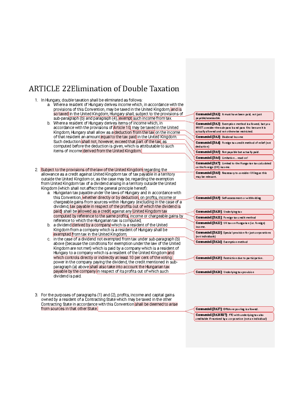Unpicking Article 22 Elimination of Double Taxation - ARTICLE ...