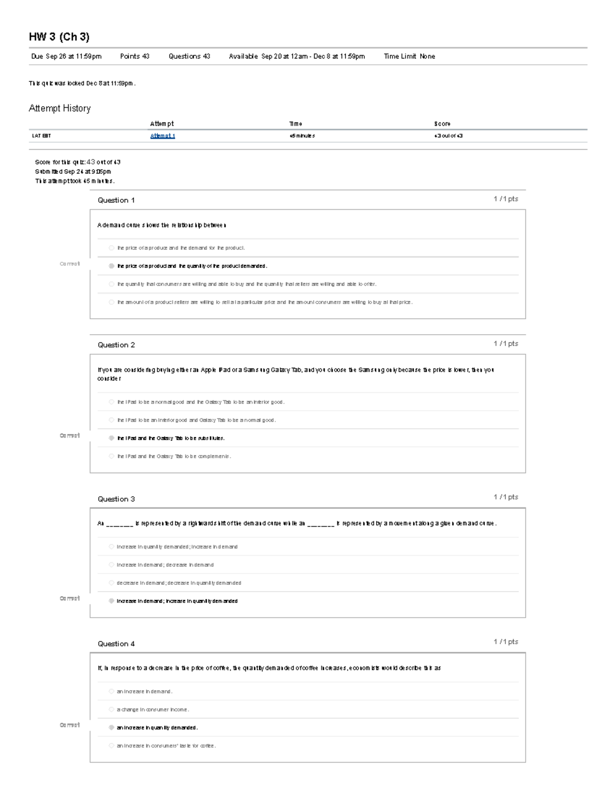 HW 3 (Ch 3) ECON-2020-004 Intro to Microeconomics Fall Term 2022 - HW 3 (Ch 3) Due Sep 26 at 11 ...