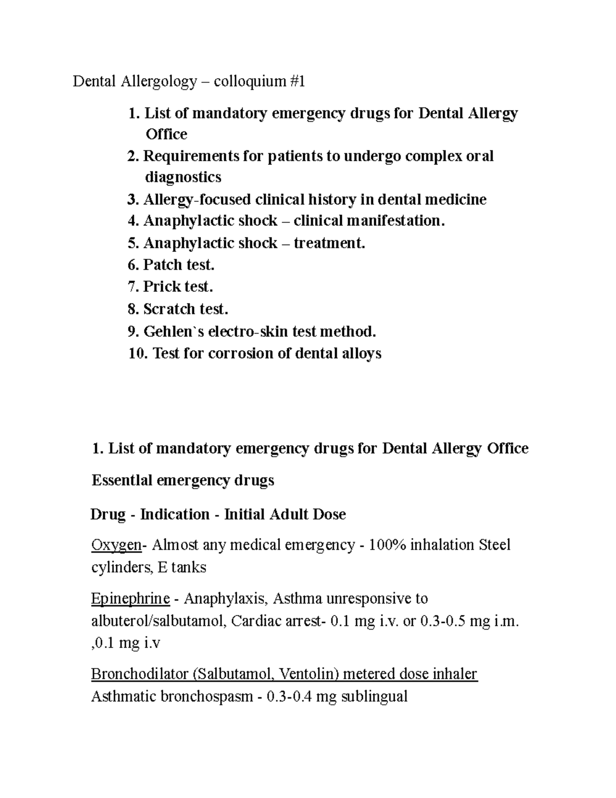 Theory allergies - Allergology- pharmacology - Dental Allergology ...
