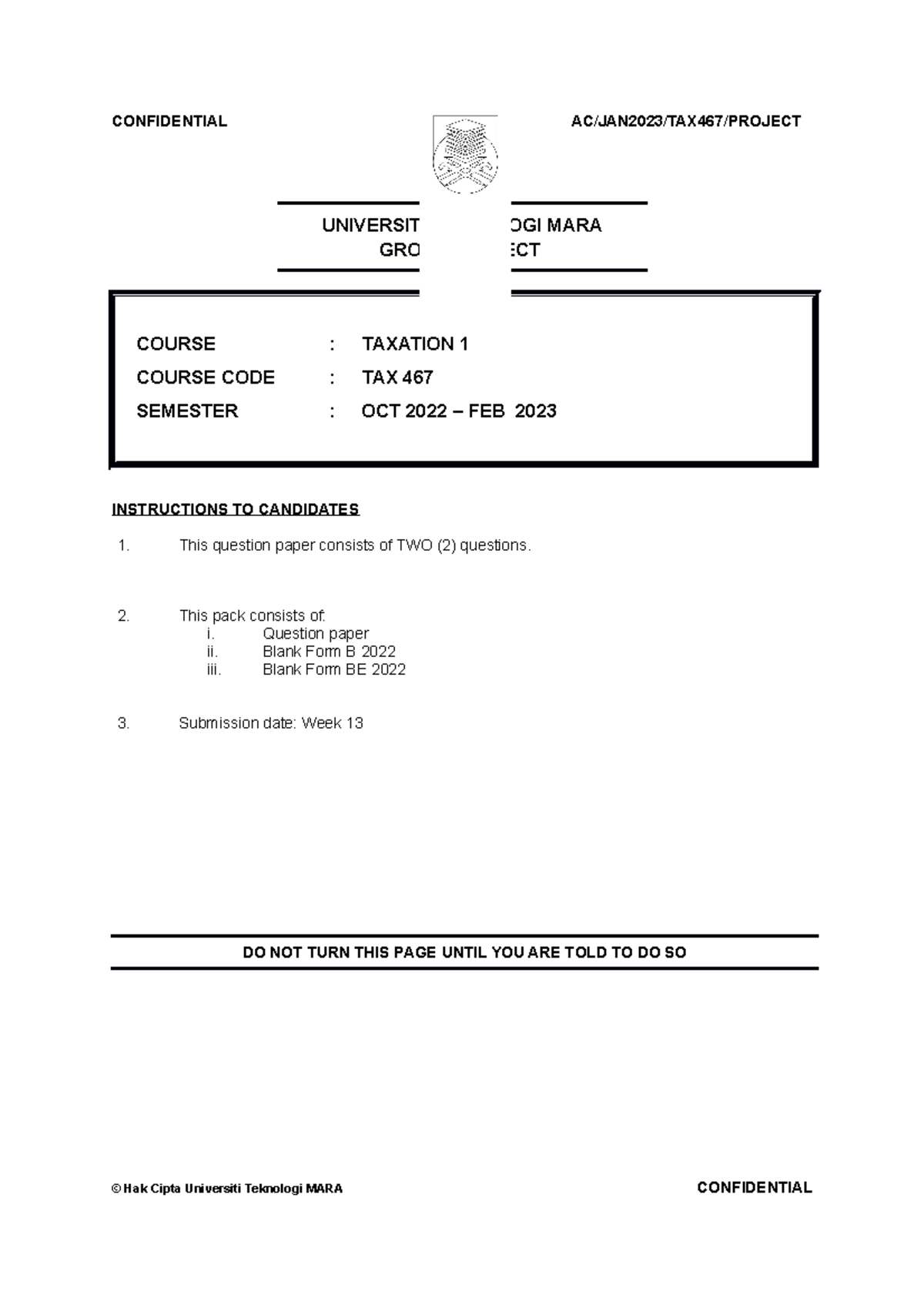 Project Group JAN2023 - UNIVERSITI TEKNOLOGI MARA GROUP PROJECT COURSE ...