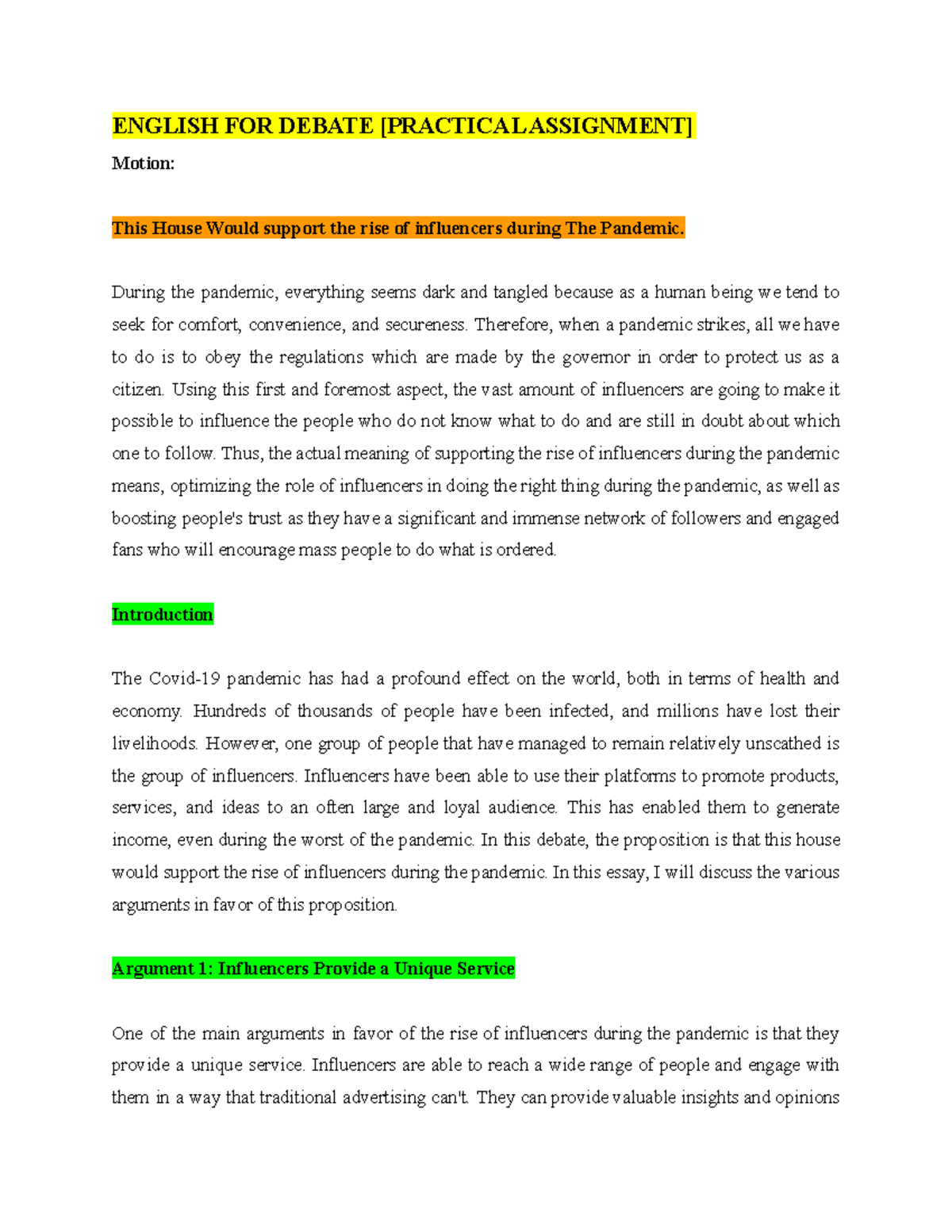 English For debate Practical materials - ENGLISH FOR DEBATE [PRACTICAL ...