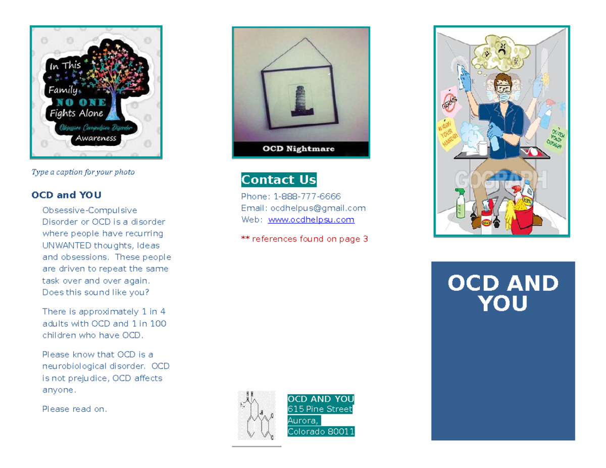 Brochure OCD cm2 - Type a caption for your photo OCD and YOU Obsessive-Compulsive Disorder or ...