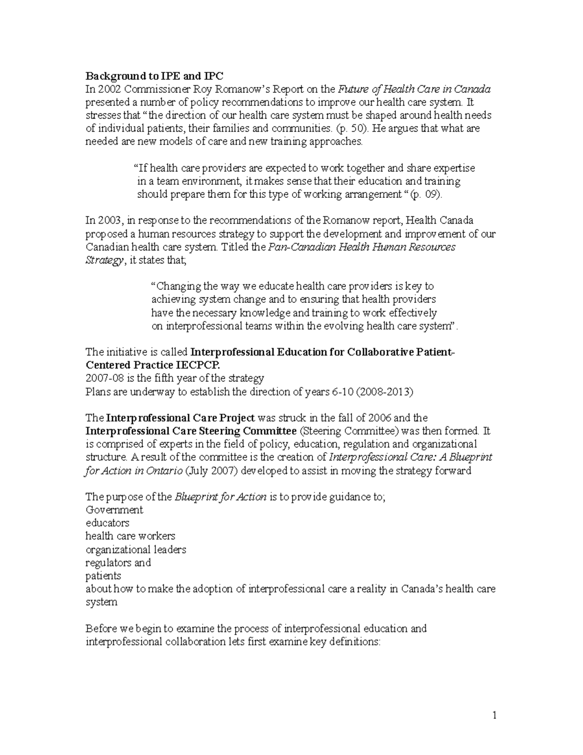 IPE and IPC information - Background to IPE and IPC In 2002 ...