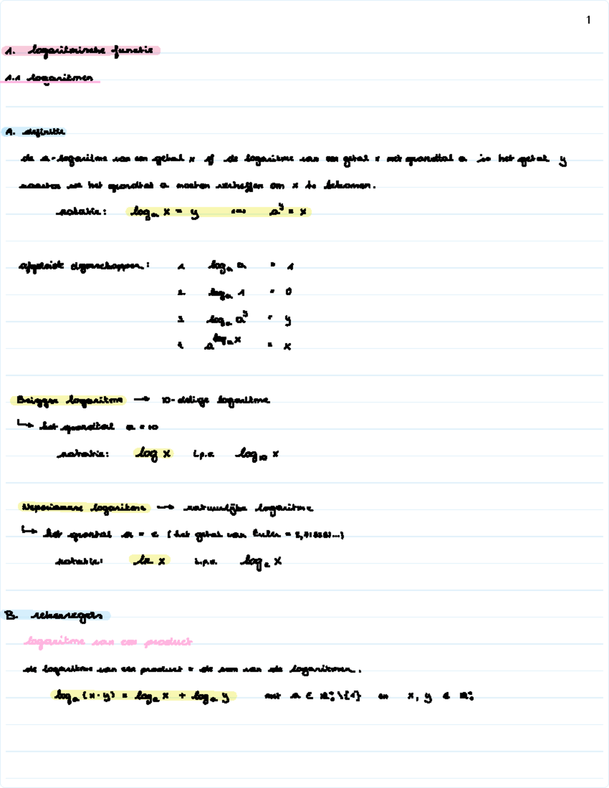 Logaritmische functies - Wiskunde - Studocu
