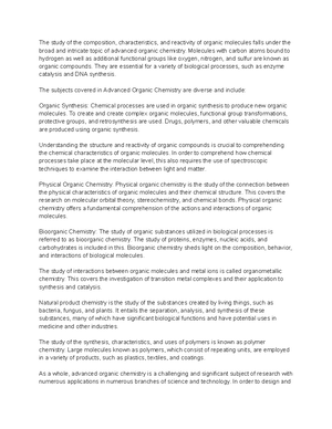 Notes on Advanced Organic Chemistry - Beyond the basics, advanced ...