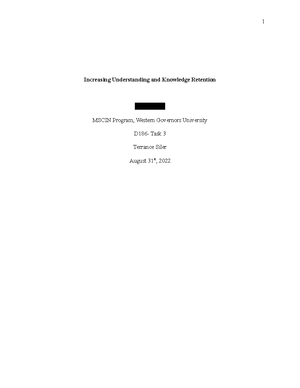 OMM1 Task 1 creating a supportive learning environment-Revision - OMM1 Task 1: Creating a ...