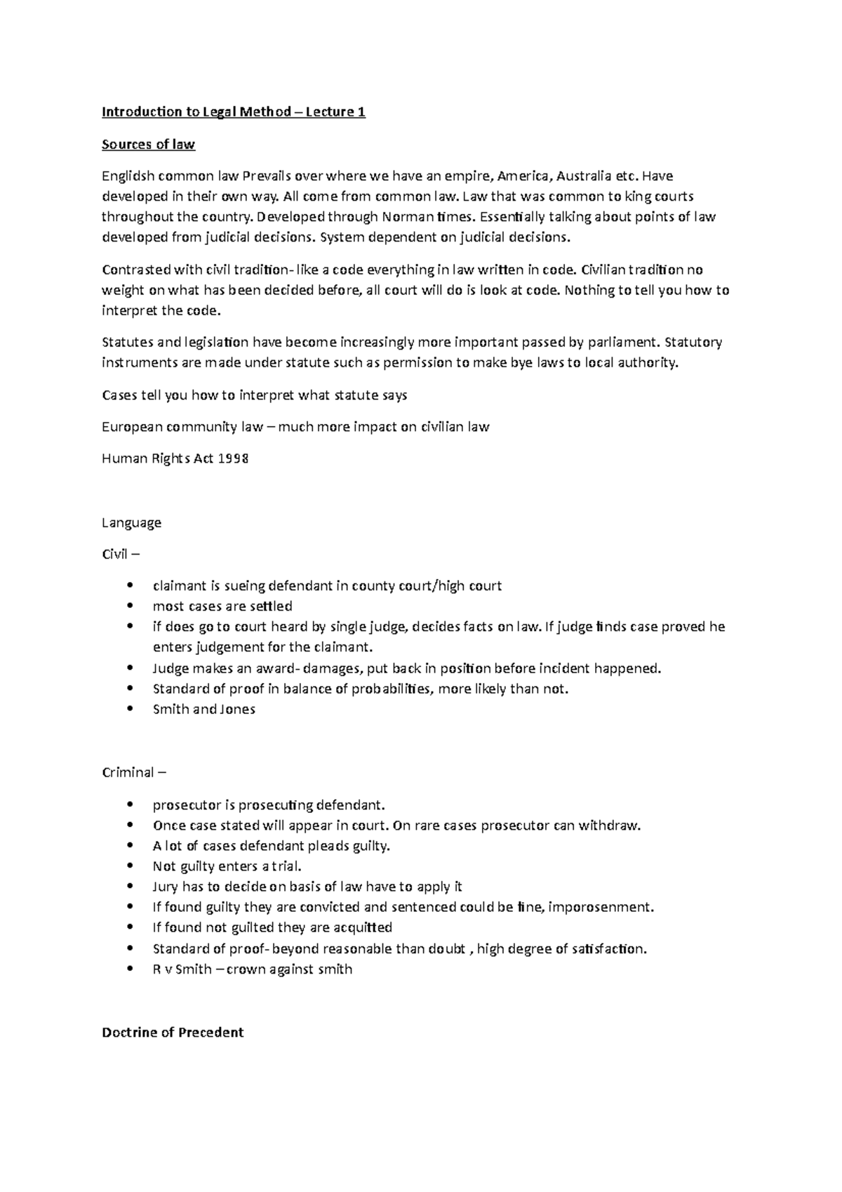 Introduction to Legal Method - Have developed in their own way. All ...