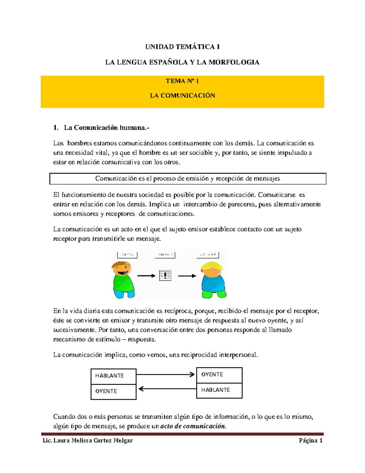 LA Lengua Española Y LA Morfologia - Warning: TT: undefined function: 32 UNIDAD TEMÁTICA I LA ...
