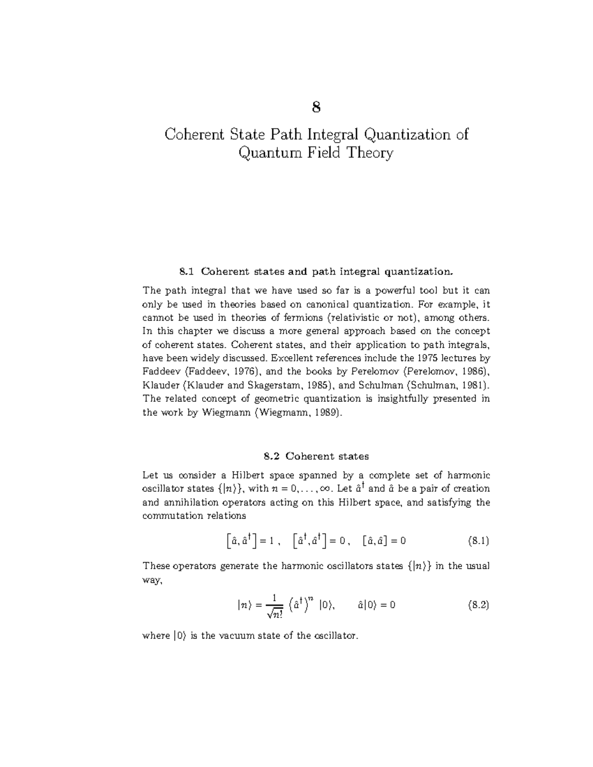 Fradkin QFT - A capstone material - 8 Coherent State Path Integral ...
