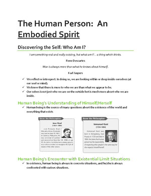 Human Person: Limitations and Transcendence - HUMAN PERSON: LIMITATIONS ...