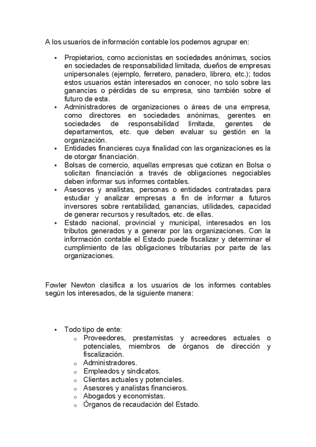 Tipos DE Usuarios DE LA Informacion - A los usuarios de información contable los podemos agrupar ...