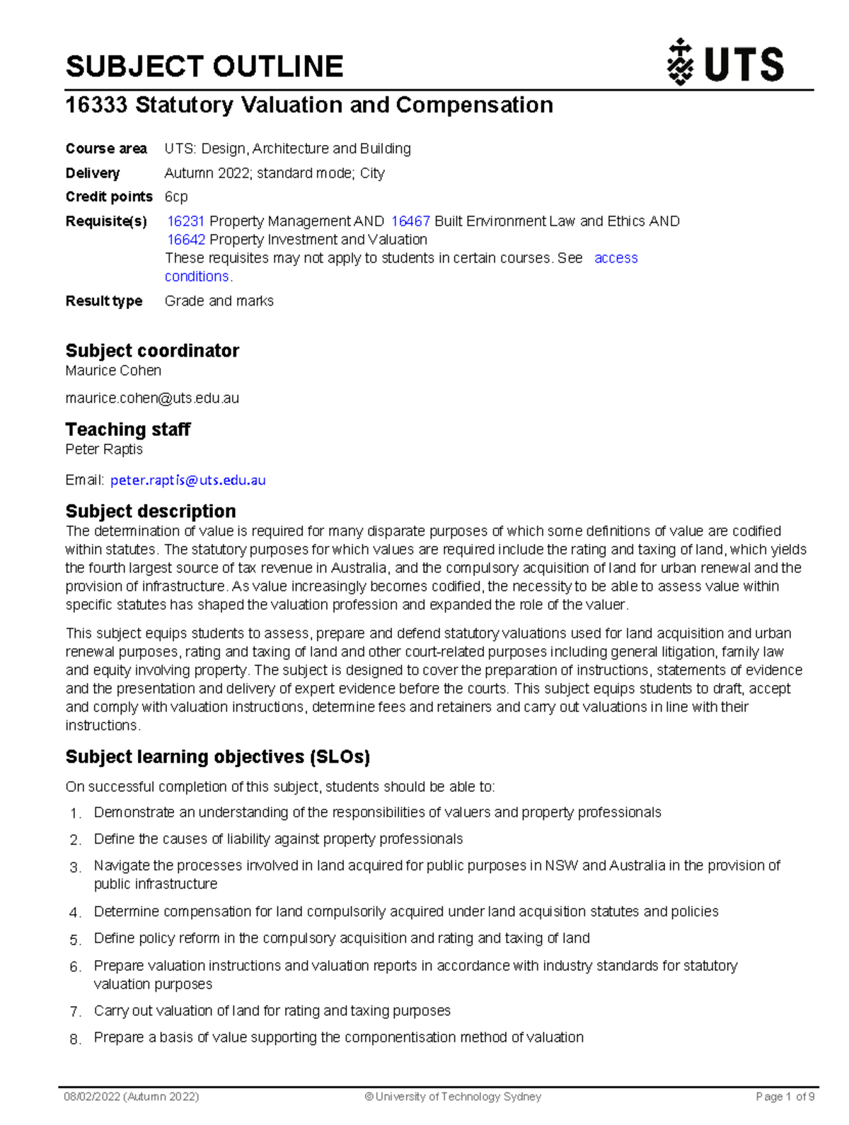PDFs - Info regarding prop eco - SUBJECT OUTLINE 16333 Statutory ...