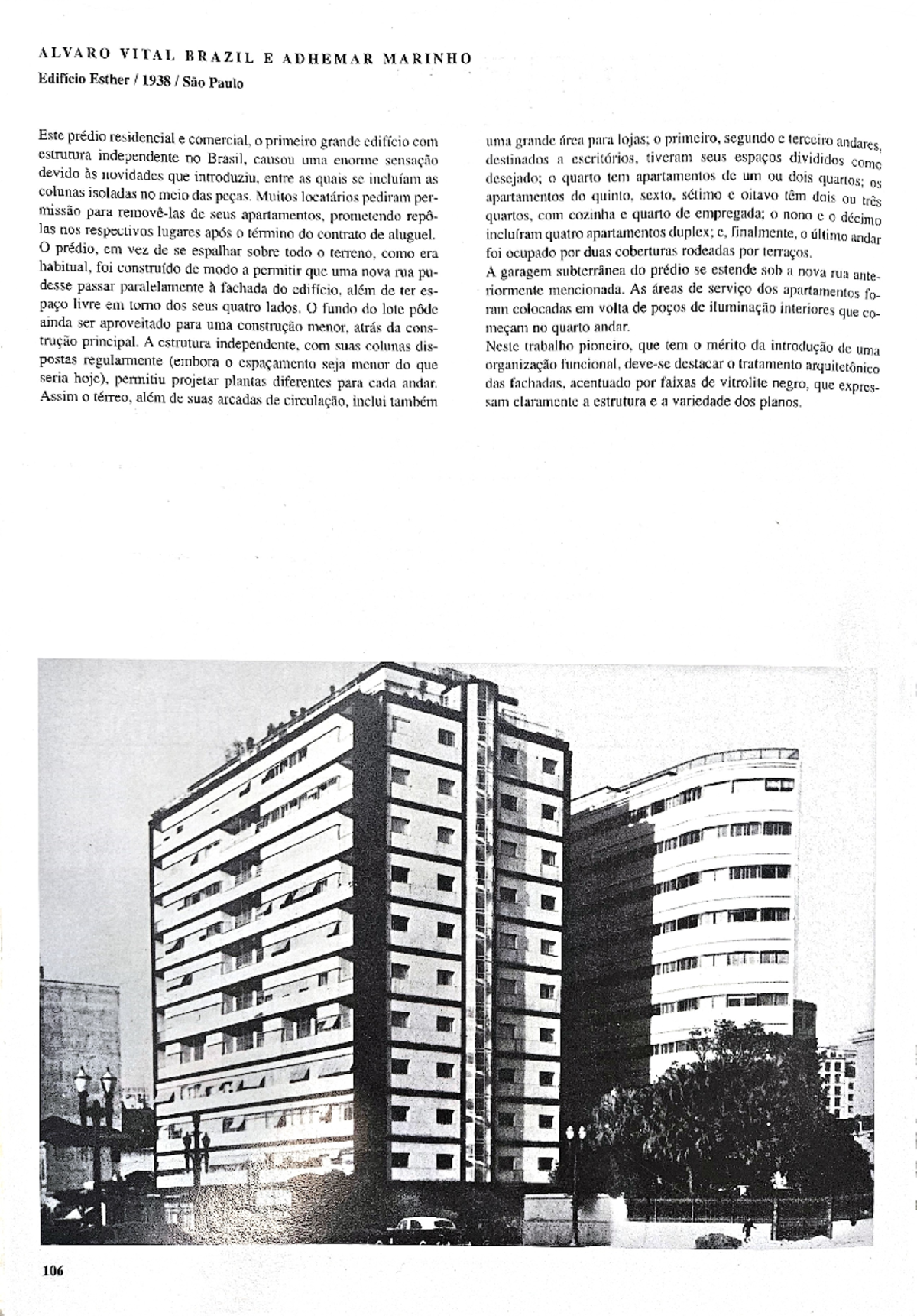 Arquitetura Moderna no Brasil - ALVARO VITAL BRAZIL E ADHEMAR MARINHO Edifício Esther 1938 São ...