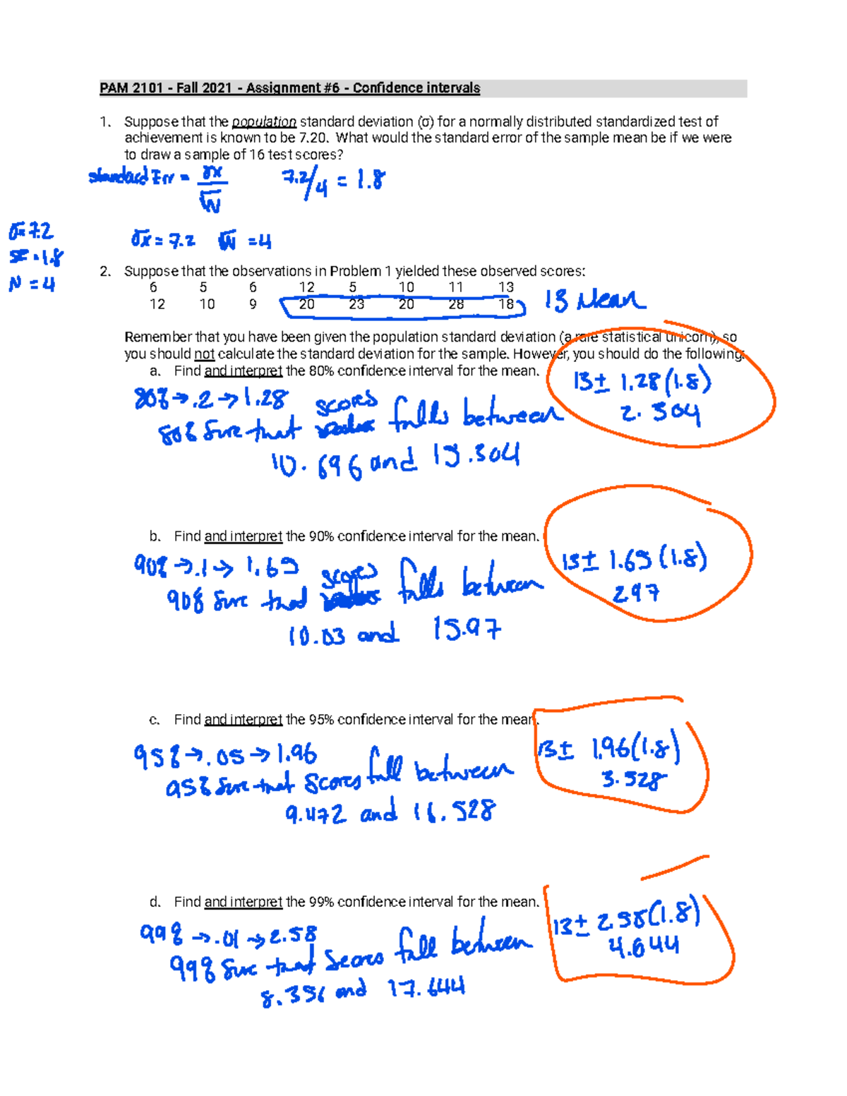 PAM 2101 Homework 6 - PAM 2101 - Fall 2021 - Assignment #6 - Confidence ...