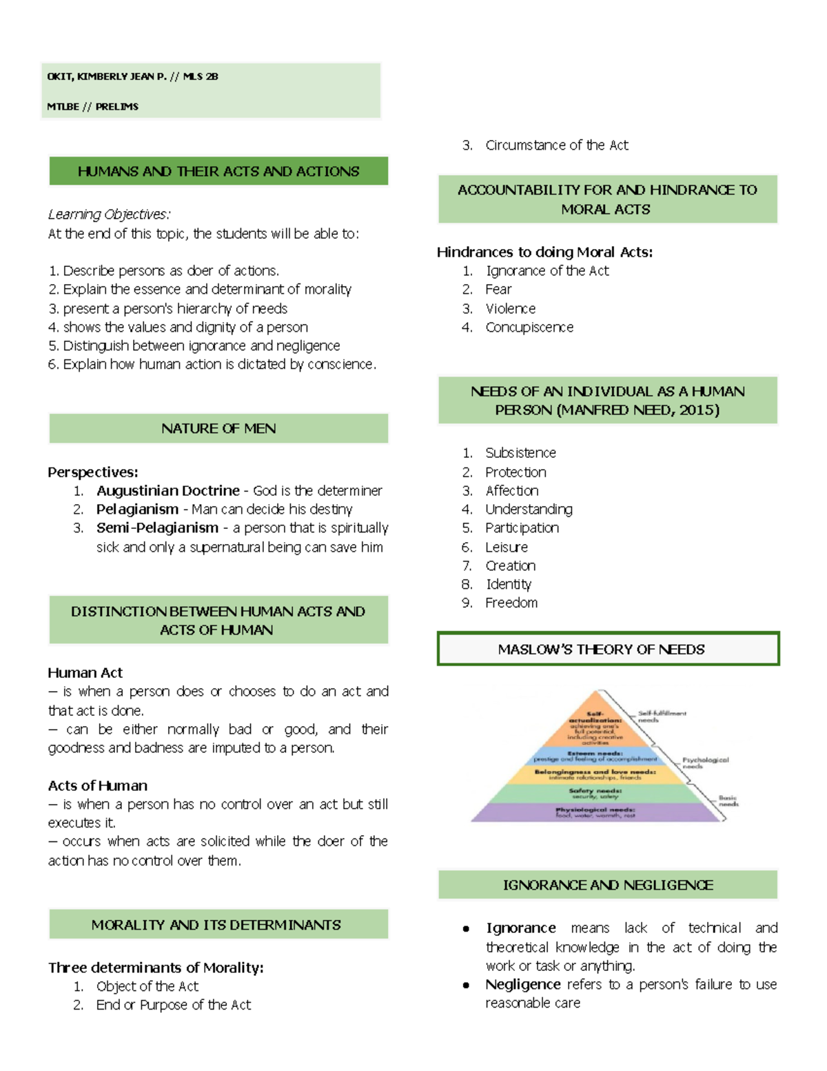 L4 Humans AND Their ACTS AND Actions - OKIT, KIMBERLY JEAN P. // MLS 2B ...