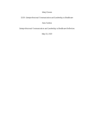 D219 take2 - Lala - Mary Dineen D Scholarship in Nursing Practice Final ...