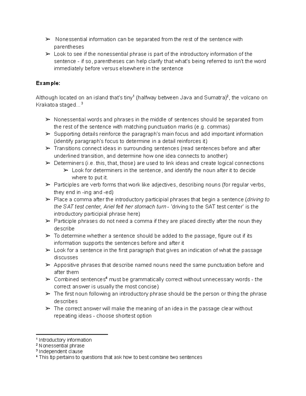 SAT writing section test guide - Nonessential information can be ...