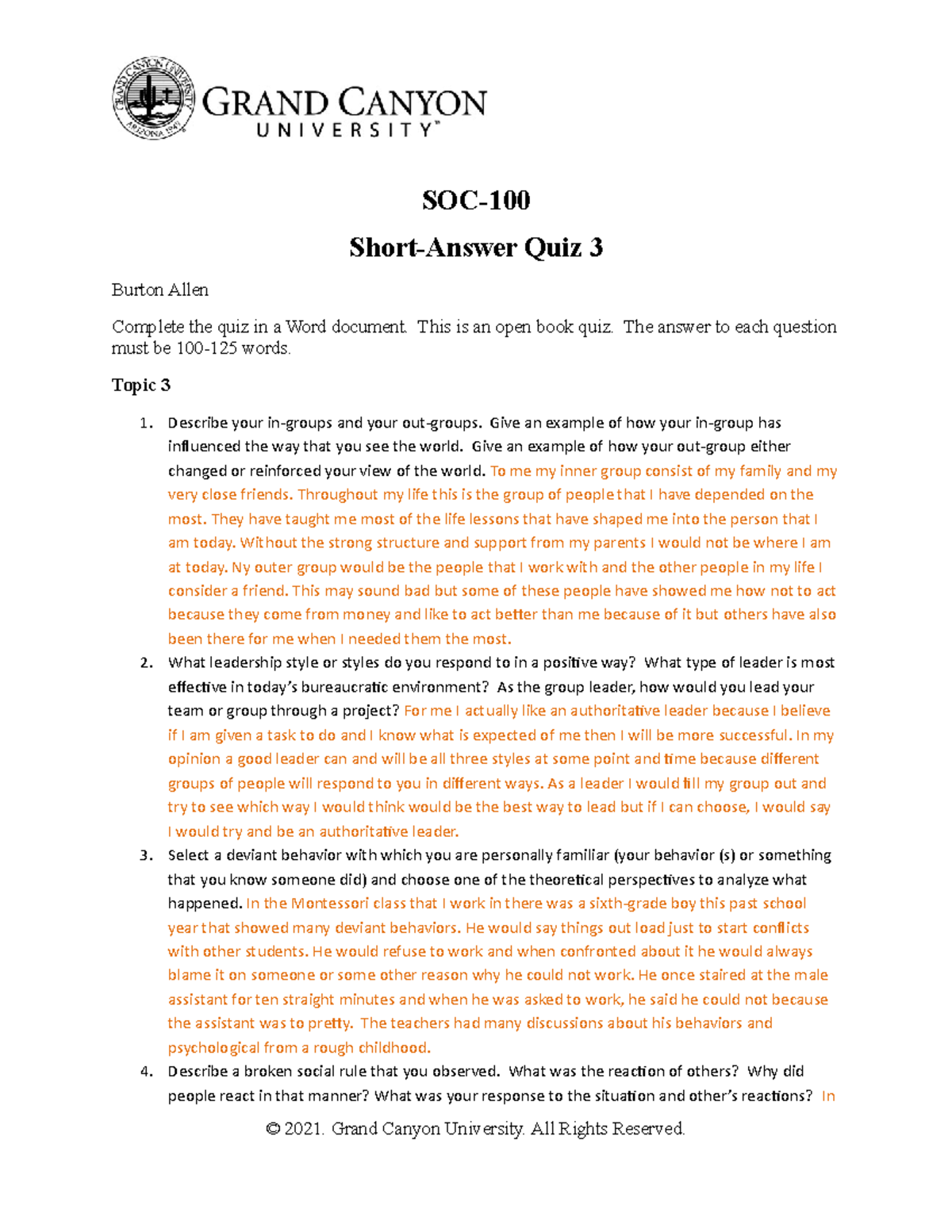 SOC-100.Short-Answer Quiz 3 1-8-18 - SOC-100 - GCU - Studocu