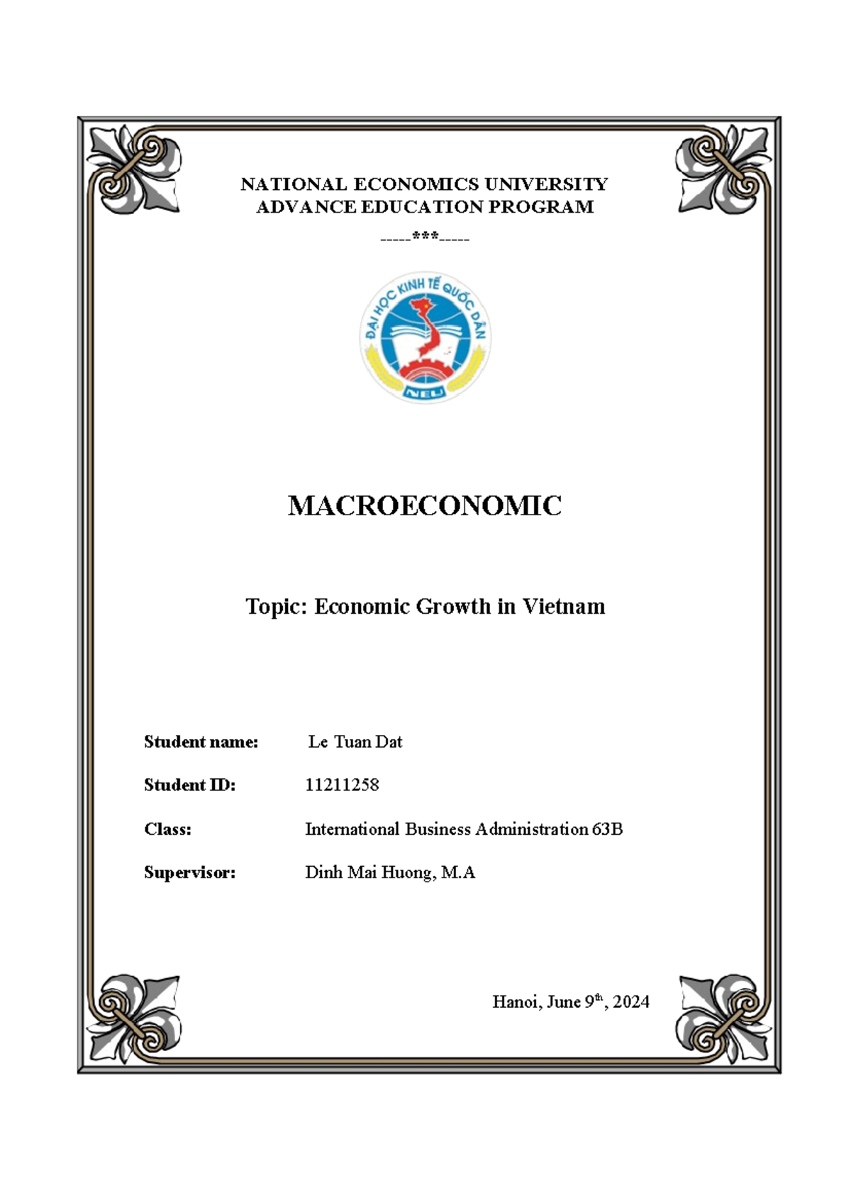 Macro Individual - ádfasdf - NATIONAL ECONOMICS UNIVERSITY ADVANCE ...