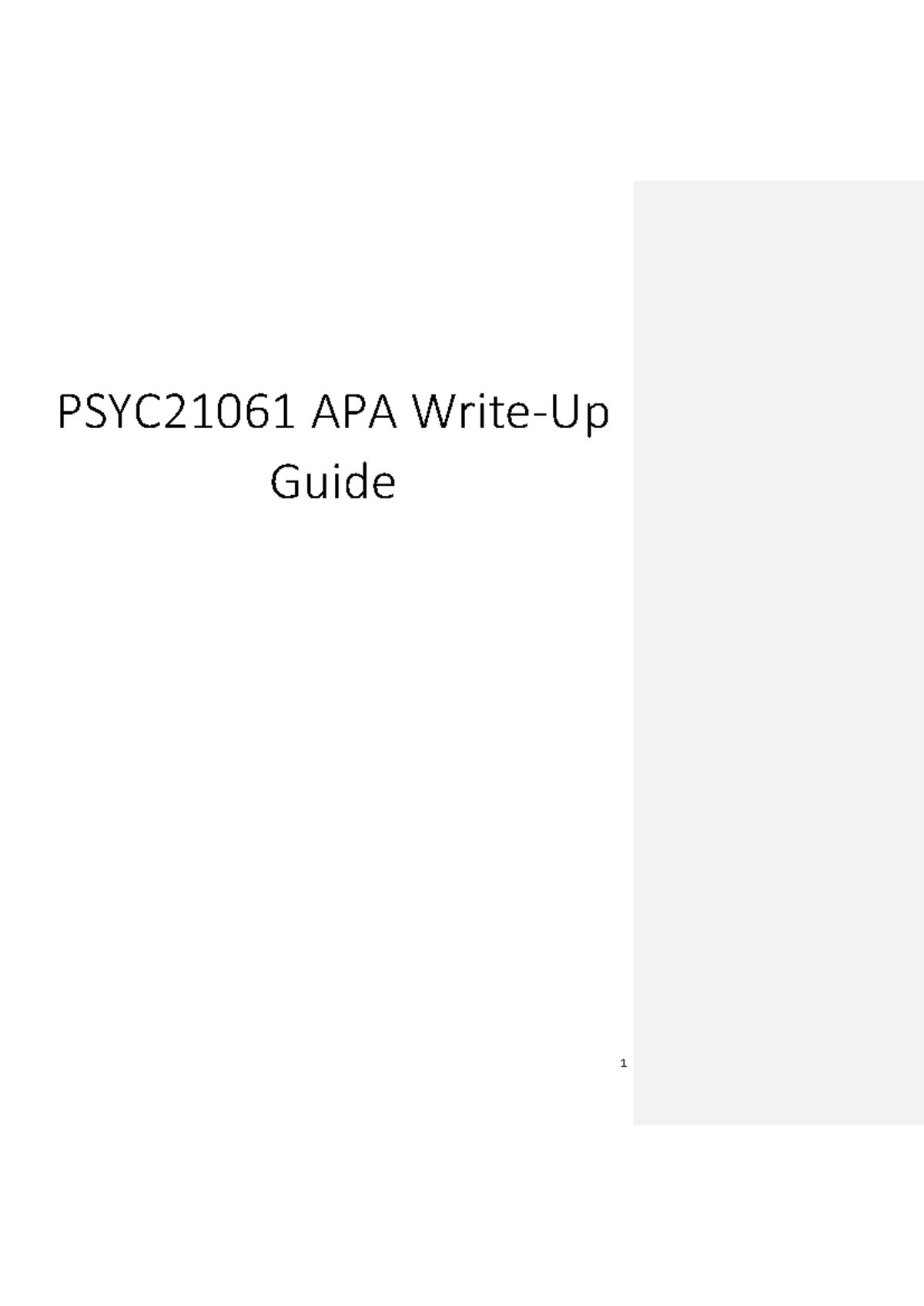 APA write up guide - PSYC21061 APA Write-Up Guide Contents Chapter 1 ...