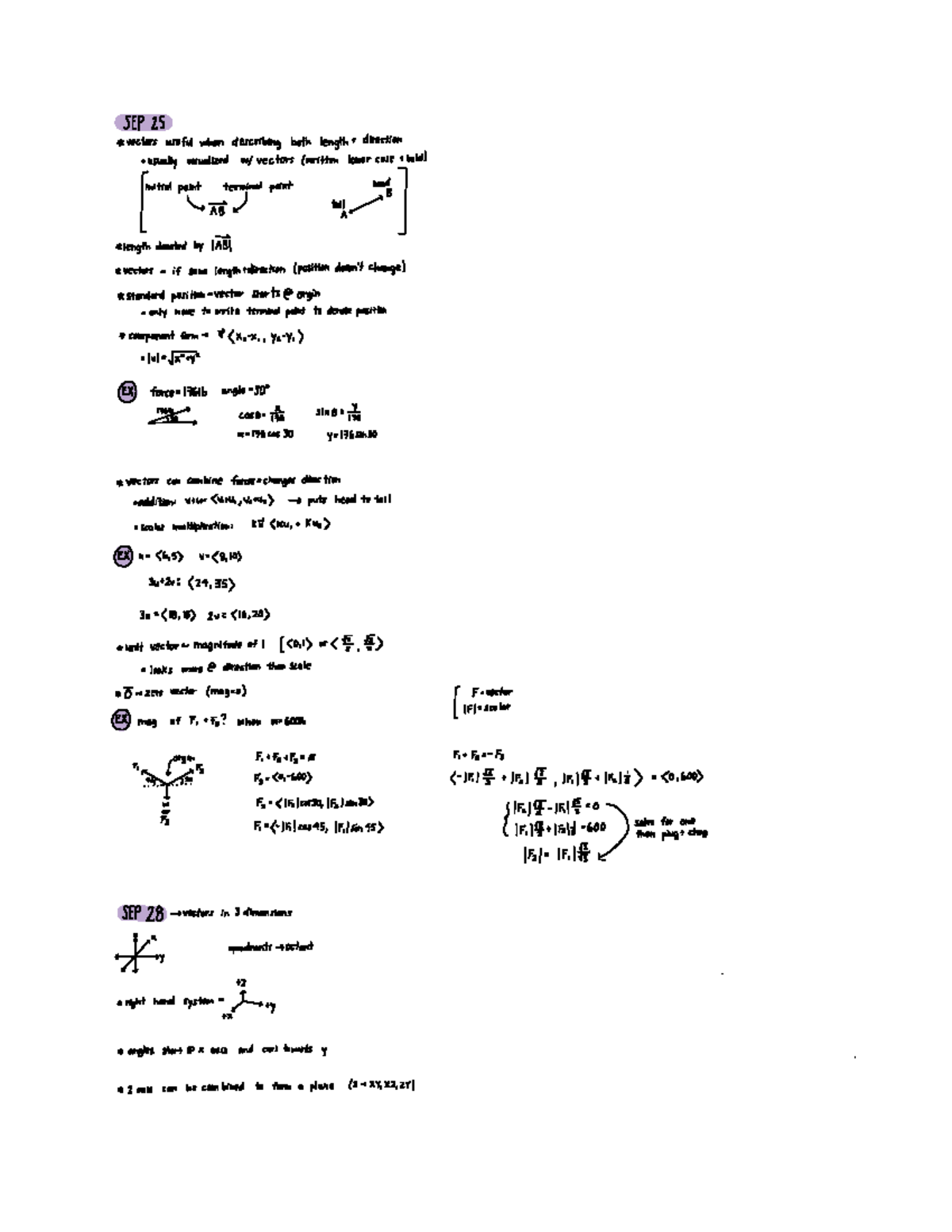 Vector Calc Weeks 1-2 - SEP ####### 25 vectors useful ...