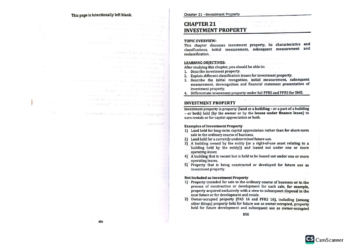 Chapter 21 Investment Property - senior high school STEM 11 - Studocu