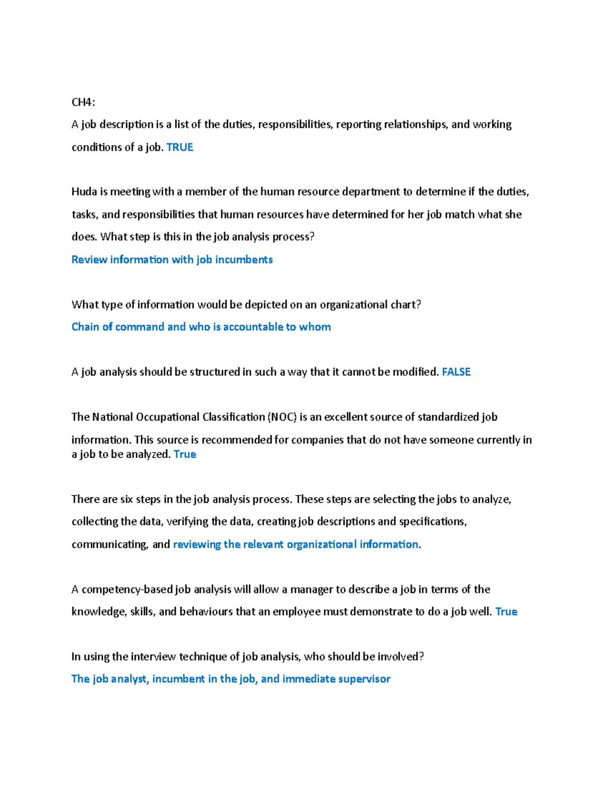 Job Analysis and Job Descriptions: Key Concepts and Process Steps - Studocu