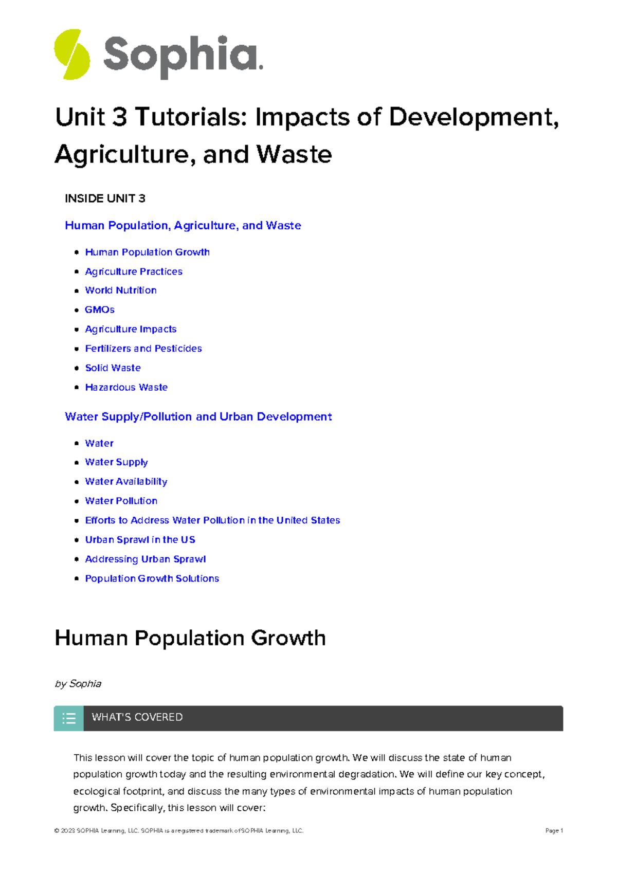Unit 3 tutorials impacts of development agriculture and waste - Unit 3 Tutorials: Impacts of ...