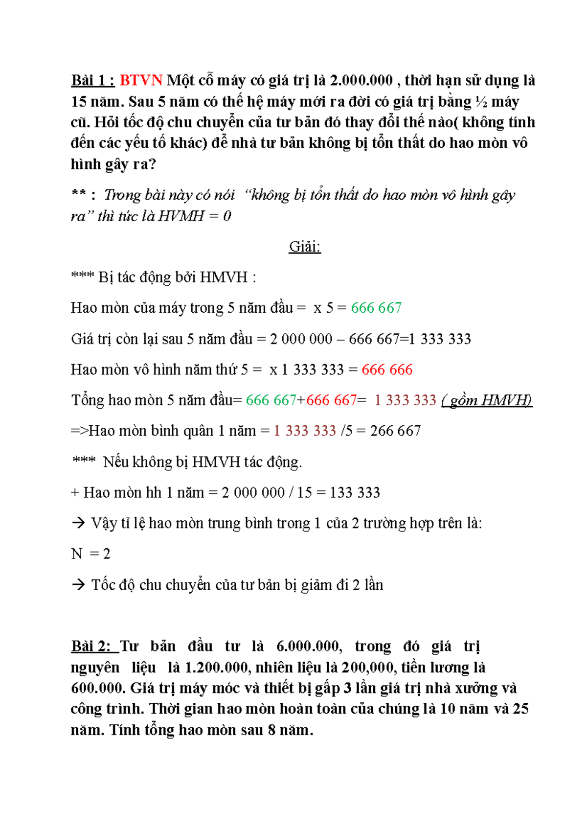 tài liệuhvtc dfhf - Bài 1 : BTVN Một cỗ máy có giá trị là 2.000 , thời ...
