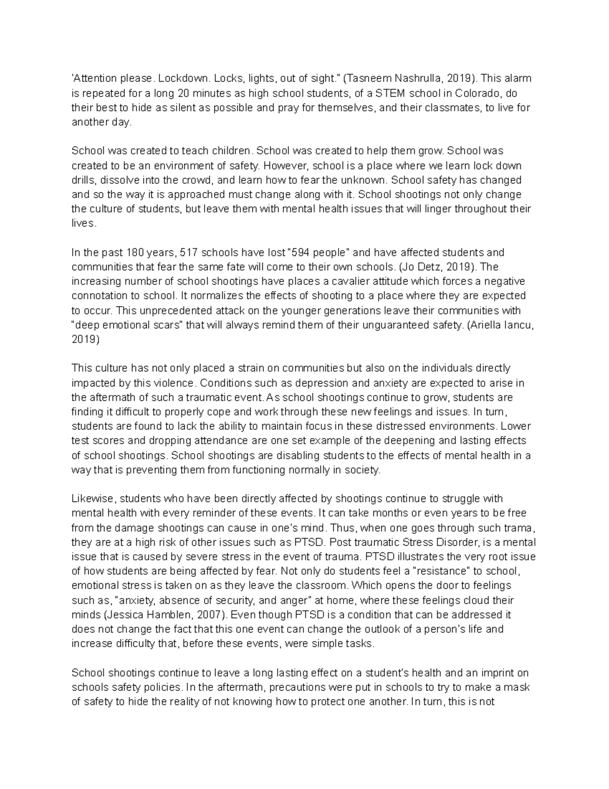School Shooting Effects On Students Mental Health - ‘Attention please ...