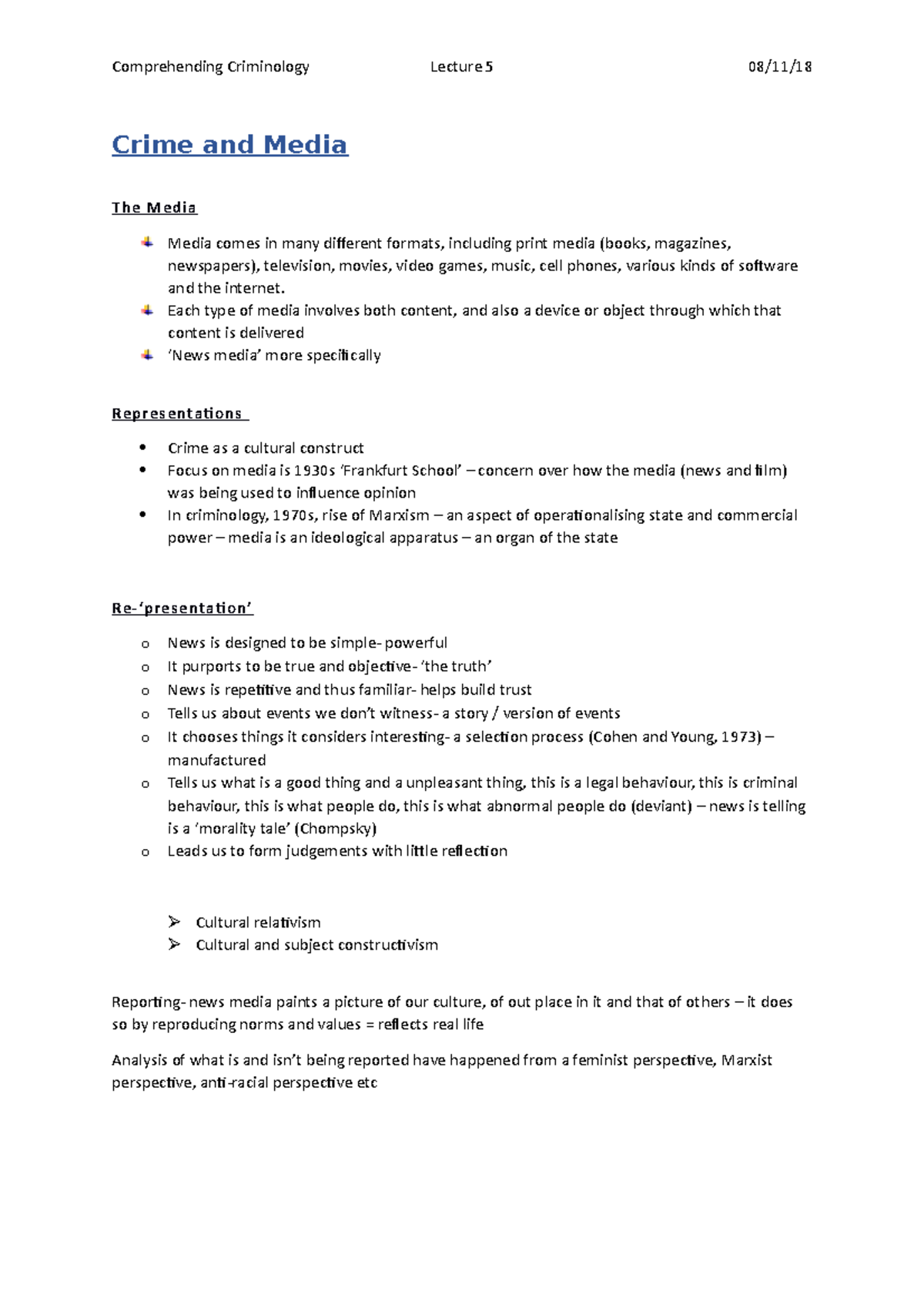 Crime and Media L5 - Crime and Media The Media Media comes in many ...