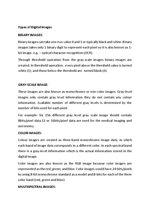 Types of Digital Images - Types of Digital Images BINARY IMAGES: Binary ...