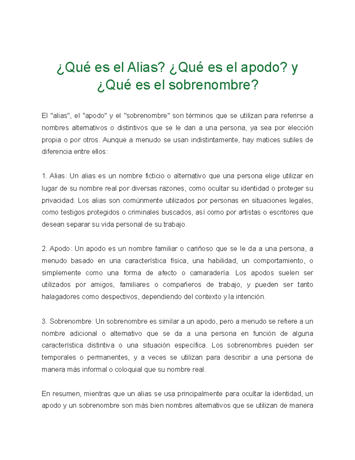 ¿Qué es el Alias ¿Qué es el apodo y ¿Qué es el sobrenombre - ¿Qué es el ...
