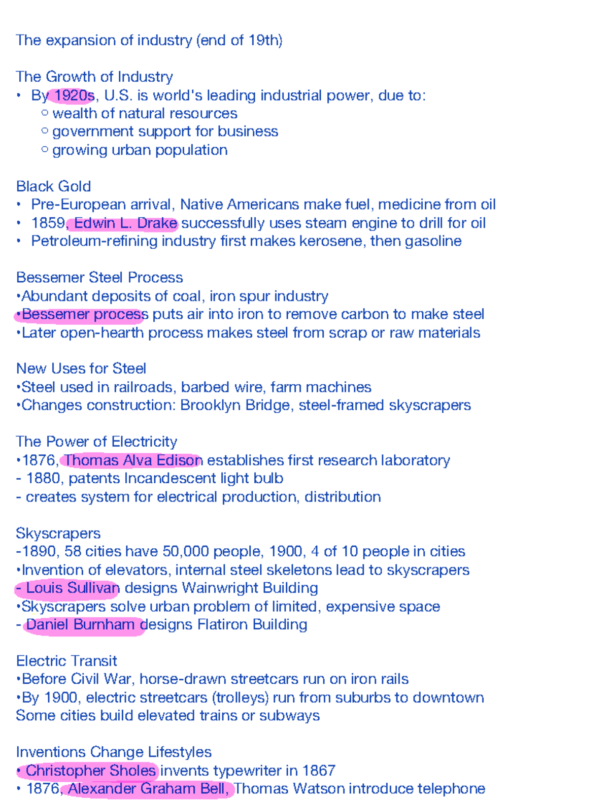 US history notes - The expansion of industry (end of 19th) The Growth ...