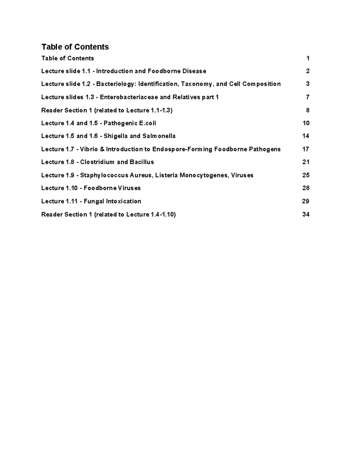 FST 104 Section 1 Notes - Table of Contents Table of Contents Table of ...