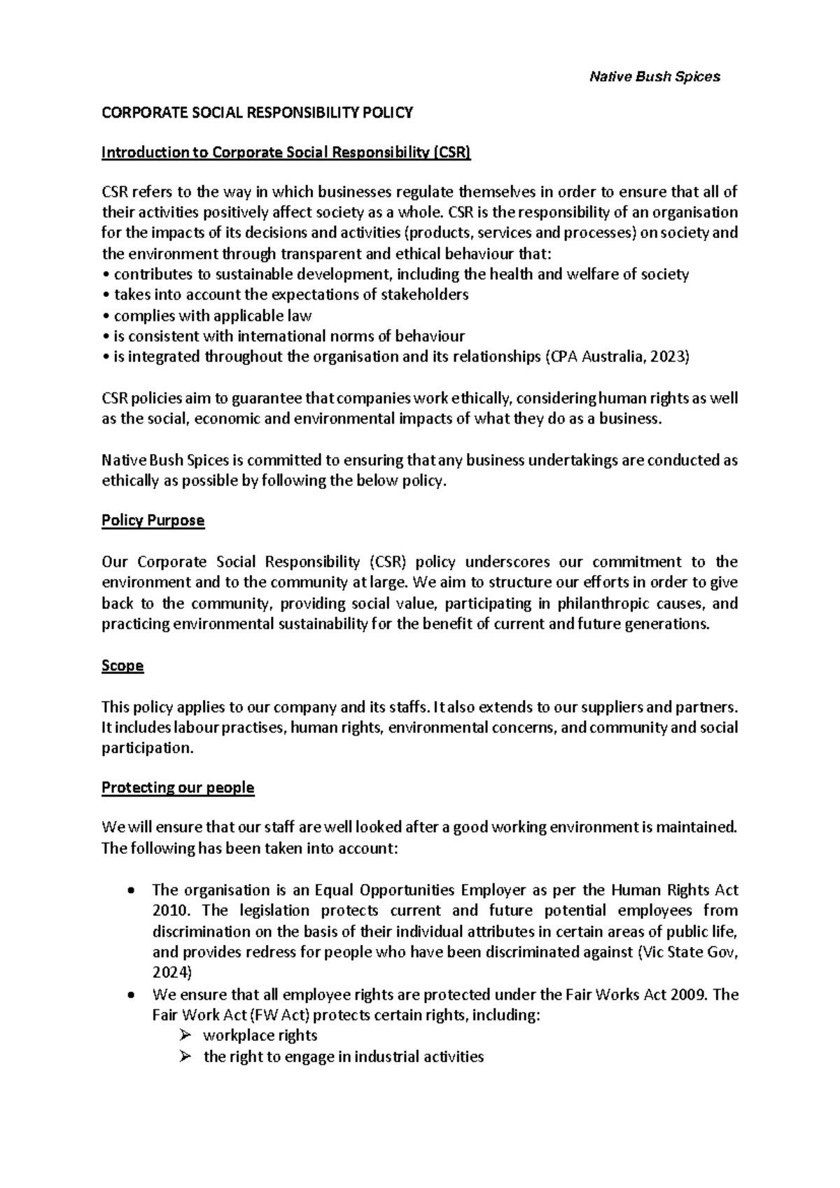 Bsbsus 601CSR Policy draft - CORPORATE SOCIAL RESPONSIBILITY POLICY ...