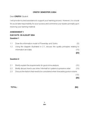 CRI3701 Assignment 2 - good for exam practice - ASSESSMENT 2 CRI DUE ...