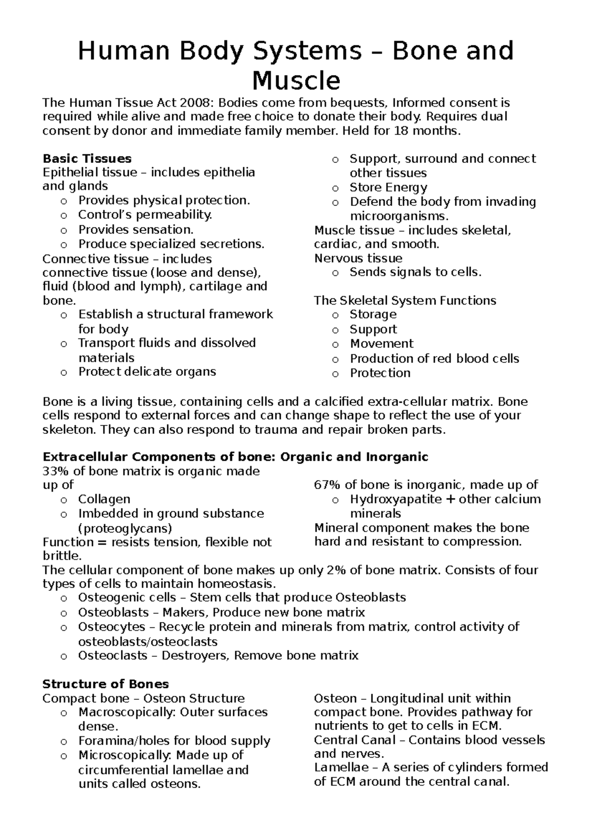 Human Body Systems Bone and Muscle - Human Body Systems – Bone and ...
