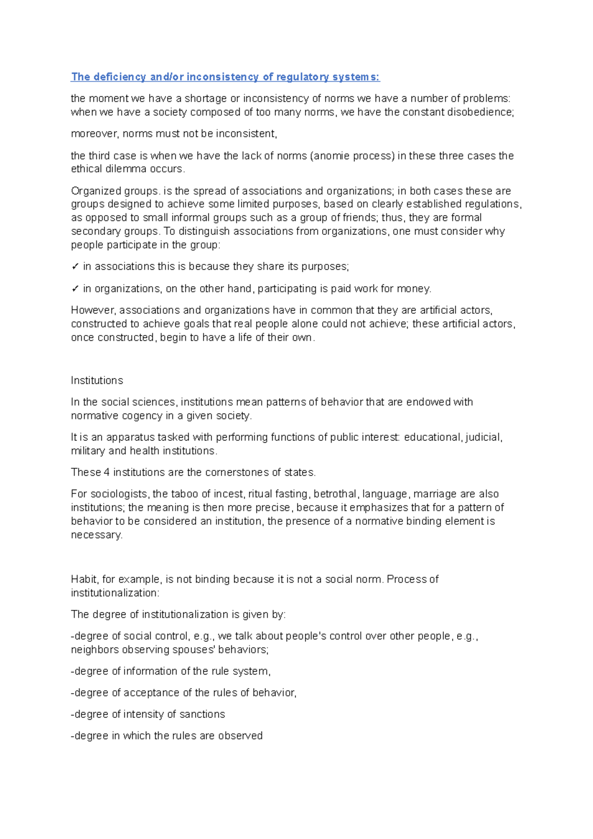 The deficiency and - Introductory Sociology Chapter 1 - The deficiency ...