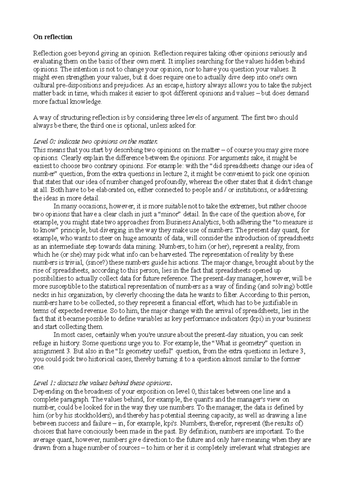 Reflection - On reflection Reflection goes beyond giving an opinion ...