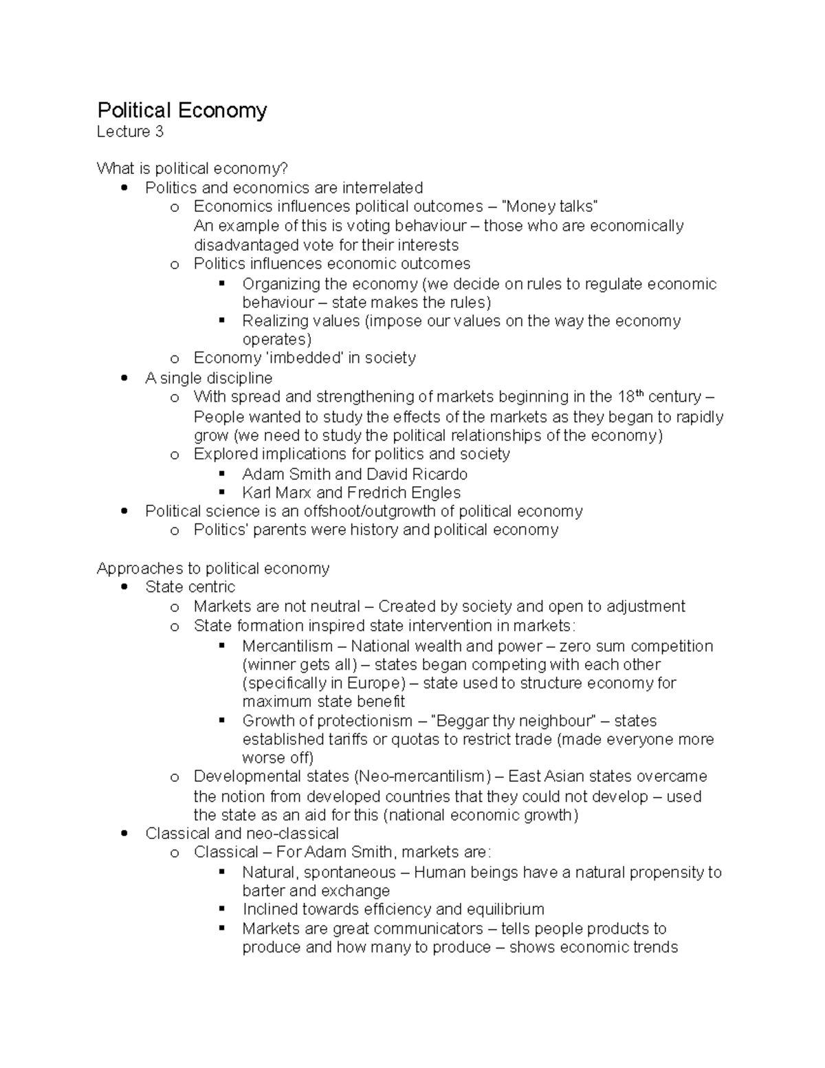 Lecture 3 (Political Economy) - Political Economy Lecture 3 What is ...