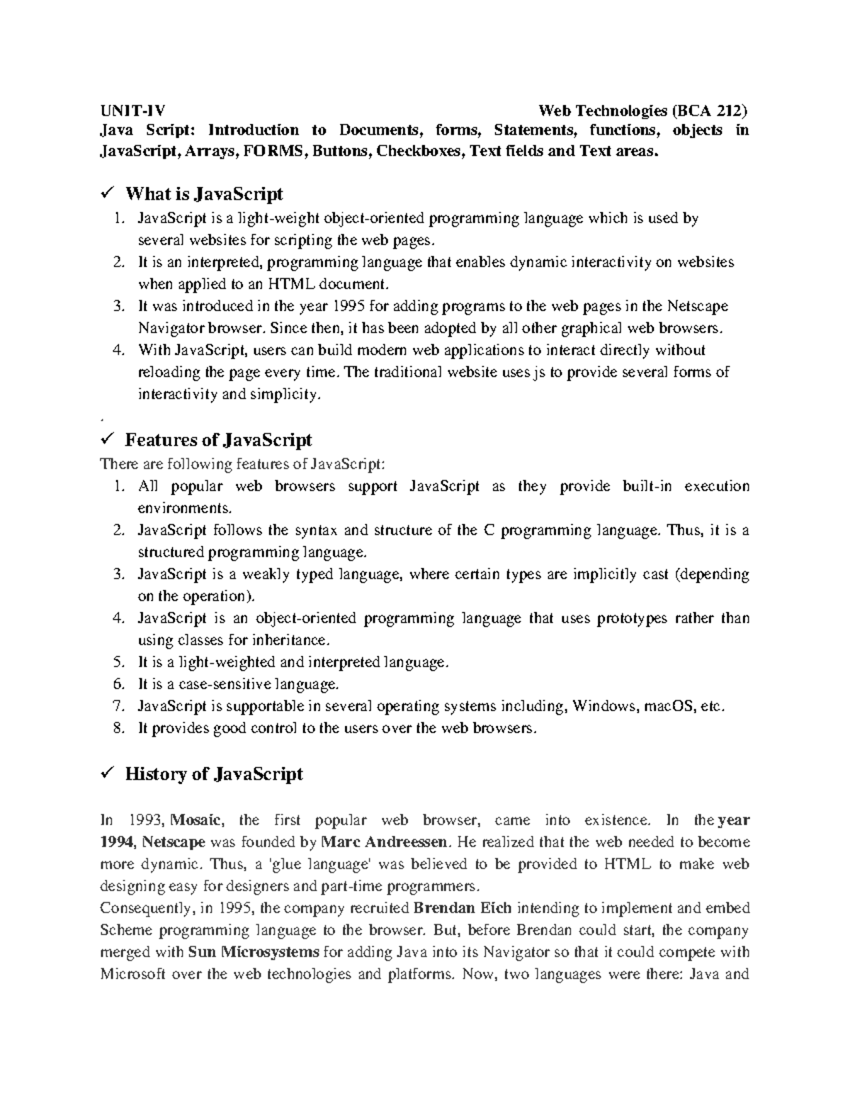 UNIT-4 WT BCA212 WEB TECHNOLOGY - UNIT-IV Web Technologies (BCA 212 ...