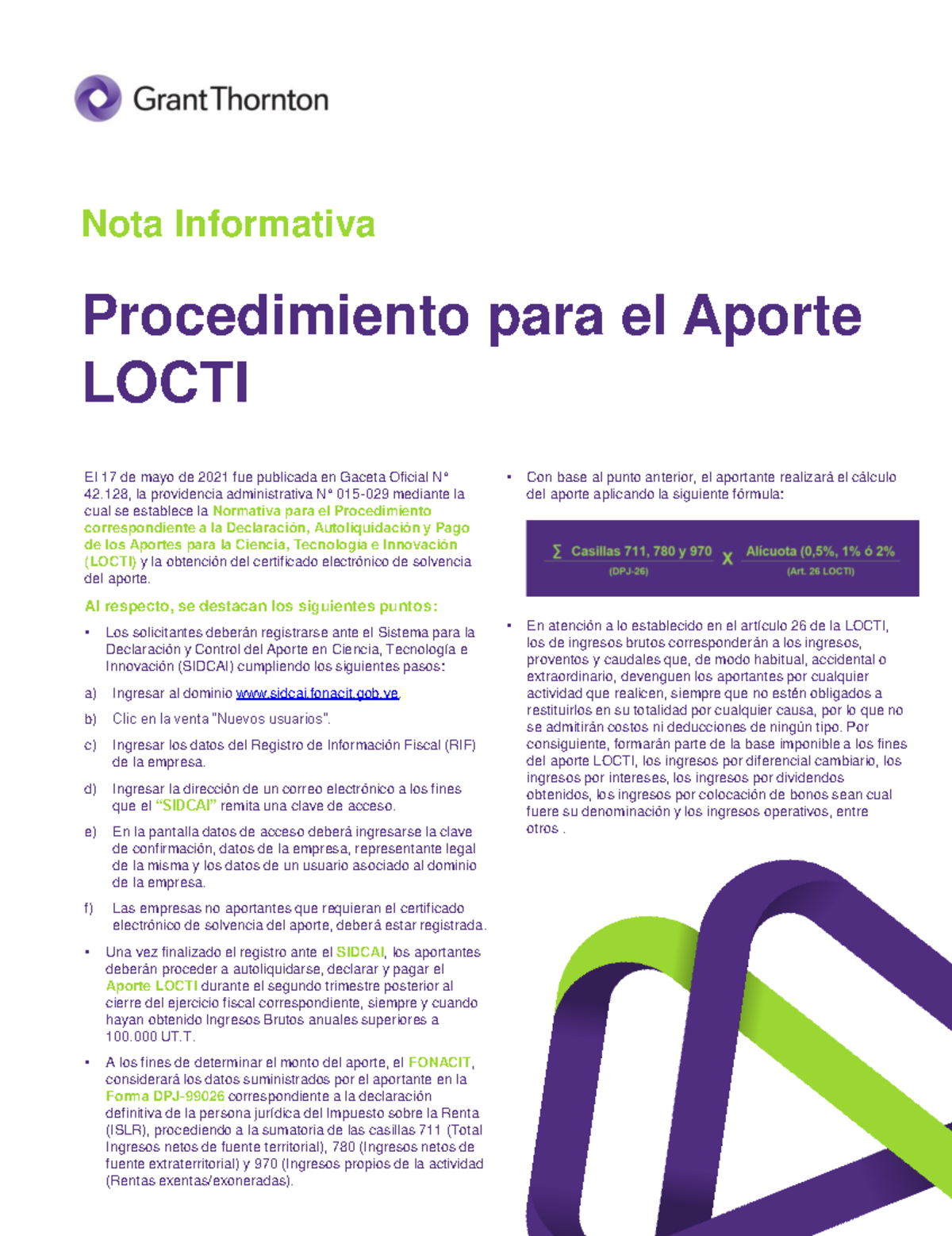 Procedimiento para el aporte locti - Procedimiento para el Aporte LOCTI ...