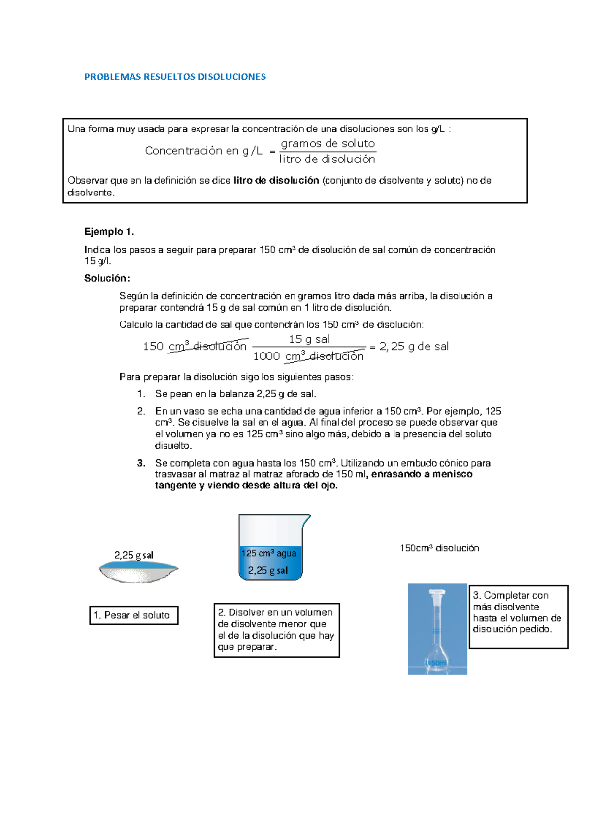 Problemas Resueltos Disoluciones 1 - PROBLEMAS RESUELTOS DISOLUCIONES Ejemplo 1. Indica los ...