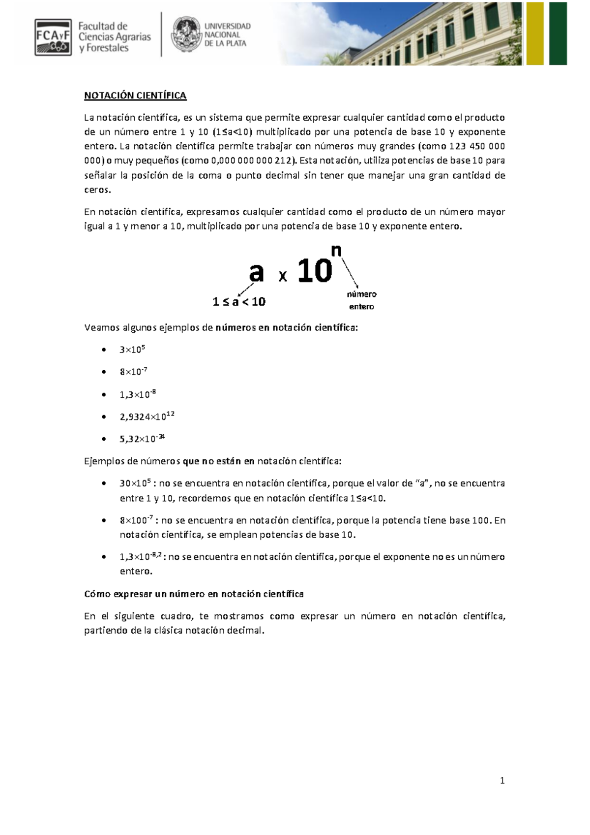 Unidad 1 - Ejemplos resueltos - Notaci Ã³n cient Ã­fica - NOTACIÓN CIENTÍFICA La notación - Studocu