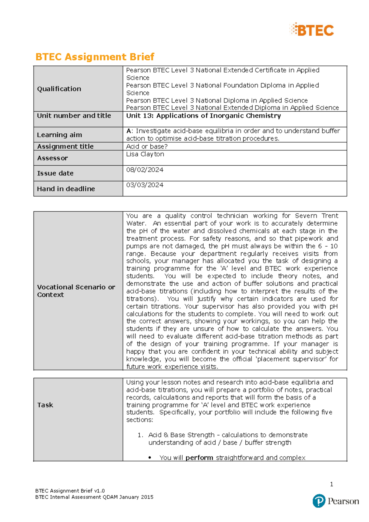 Unit 13 A Assignment Brief - BTEC Assignment Brief Qualification ...