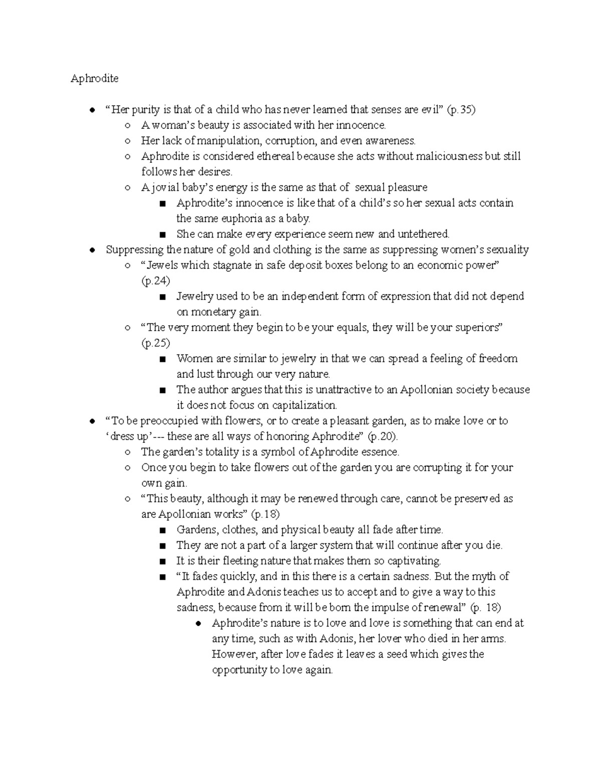 Aphrodite Reading Note - Aphrodite “Her purity is that of a child who ...