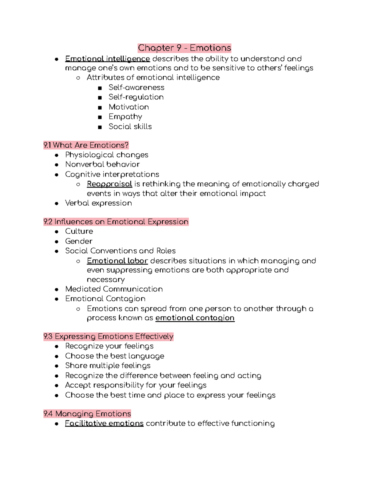 Chapter 9 - Emotions - The class notes for Interpersonal Communication ...